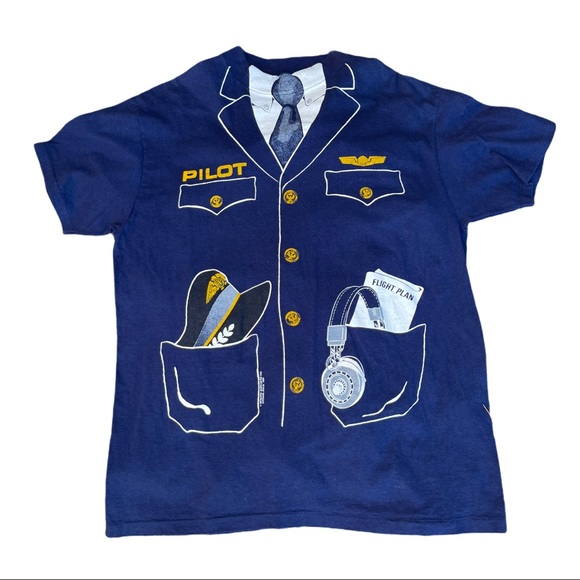 Vintage | Shirts | Vintage 8s Pilot Uniform Graphic Tshirt Size Xl ...
